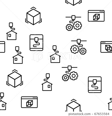 3d Printing Processing Vector Seamless Pattern - Stock Illustration ...