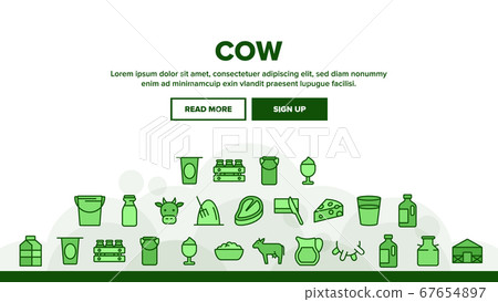 Cow Farming Animal Landing Header Vector - Stock Illustration [67654897 ...