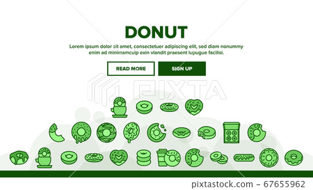 Donut Sweet Breakfast Landing Header Vector - Stock Illustration ...