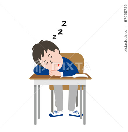 A male student taking a nap in the classroom - Stock Illustration ...