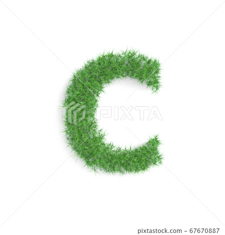 Letter C symbol made of green grass isolated on... - Stock Illustration ...