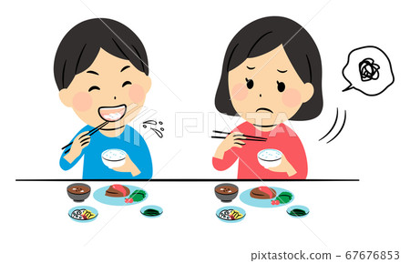 Bad eating example: talk with something in your... - Stock Illustration ...
