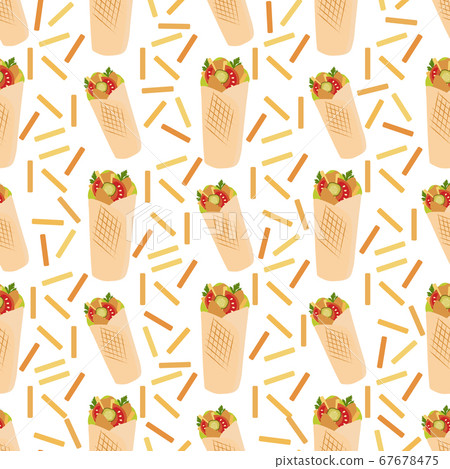 Vector seamless pattern Takeaway Food Street Lunch - Stock Illustration ...