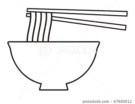 Black and white illustration of udon - Stock Illustration [67680012 ...