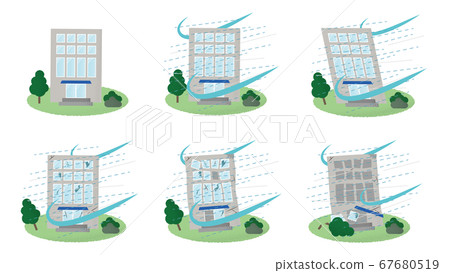 Vector illustration set of buildings suffering... - Stock Illustration ...