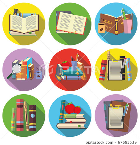 Collection of colored book icons. - Stock Illustration [67683539] - PIXTA