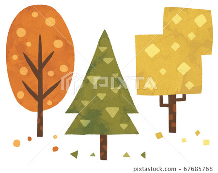 Round, triangular, square trees - Stock Illustration [67685768] - PIXTA