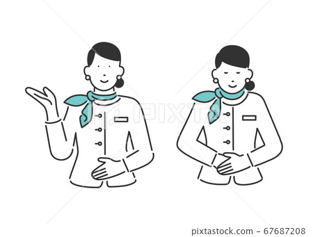 Receptionist woman guiding and bowing - Stock Illustration [67687208 ...