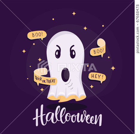 Ghost illustration with text bubble, message,... - Stock Illustration ...