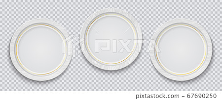 Three realistic circle white photo frame with... - Stock Illustration ...