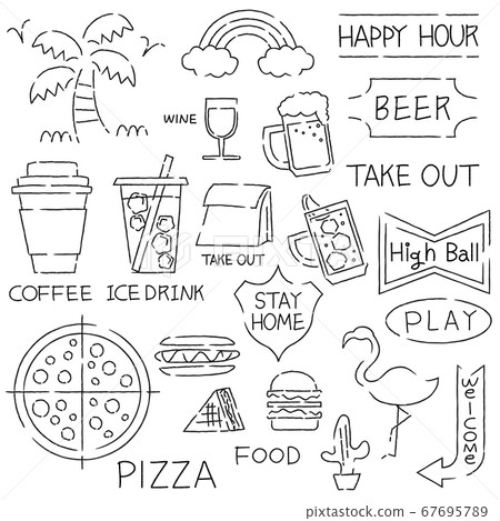 Takeout illustration material line drawing - Stock Illustration ...