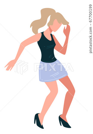 Dancing woman, teenage girl relaxing at club... - Stock Illustration ...