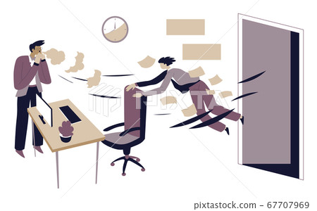 Boss sacking office worker, jobless character... - Stock Illustration ...
