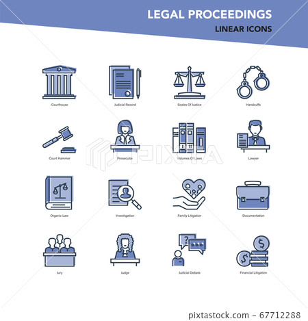 Vector set of color line icons of legal... - Stock Illustration ...