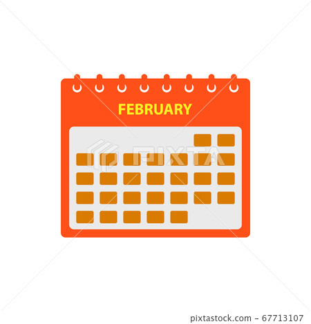 February Calendar Icon Set. Flat style vector EPS. - Stock Illustration ...