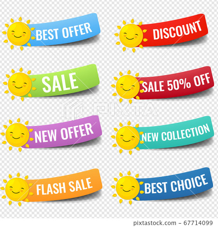 Colorful Collection Labels Isolated Transparent... - Stock Illustration ...