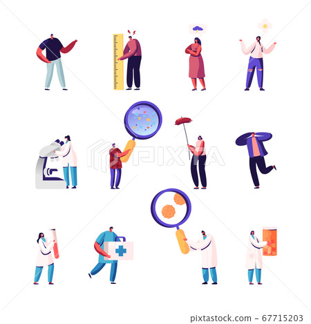 Set of Icons Tiny Characters Optimist and... - Stock Illustration ...