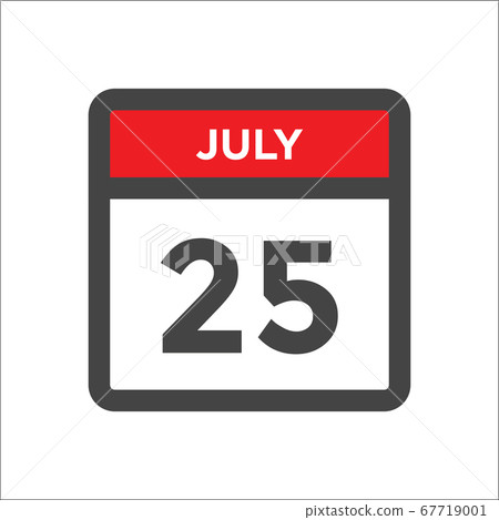 July 25 calendar icon with day of month-插圖素材 [67719001] - PIXTA圖庫