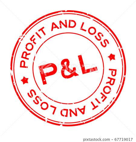 Grunge red P&L (abbreviation of profit and... - Stock Illustration ...