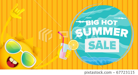 summer sale cartoon horizontal web banner or... - Stock Illustration ...