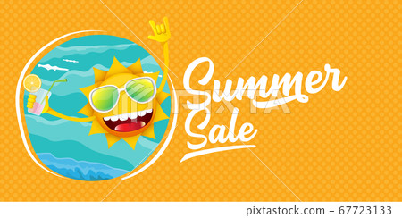 summer sale cartoon horizontal web banner or... - Stock Illustration ...
