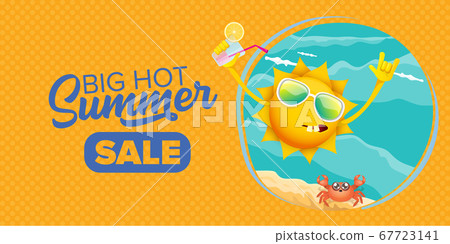 summer sale cartoon horizontal web banner or... - Stock Illustration ...