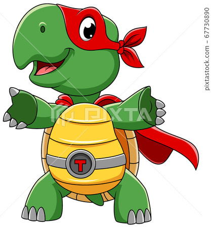 Smiling superhero turtle cartoon character of... - Stock Illustration ...