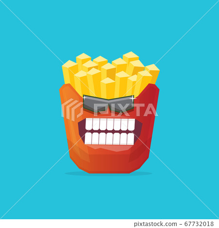 vector funny cartoon french fries potato box... - Stock Illustration ...