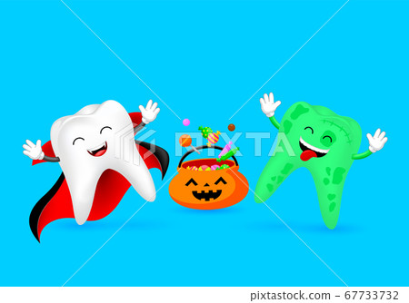 Cartoon spooky tooth with candies. - Stock Illustration [67733732] - PIXTA