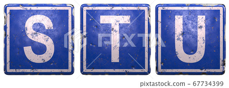 Set of public road sign in blue color with a... - Stock Illustration ...