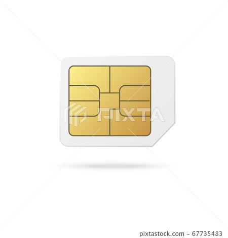 White micro SIM card with golden chip isolated... - Stock Illustration ...