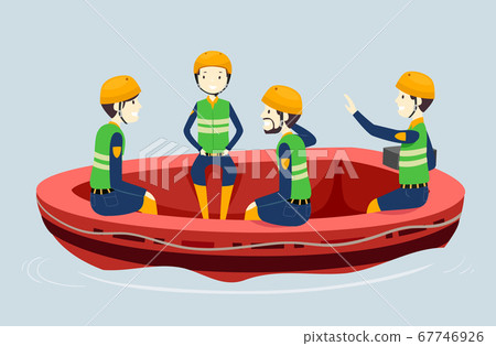 Man Rescue Workers Boat Illustration-插圖素材 [67746926] - PIXTA圖庫