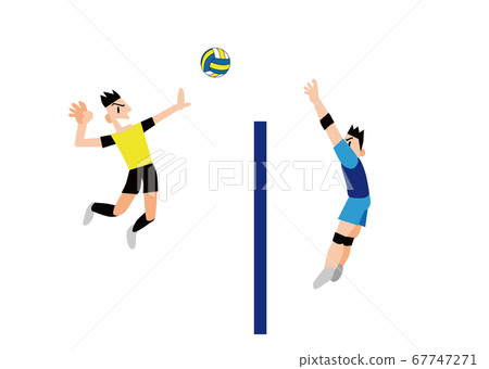 Volleyball attack and block - Stock Illustration [67747271] - PIXTA