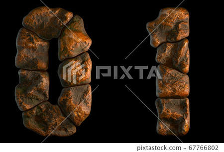 Set of rocky numbers 0, 1. Font of stone on... - Stock Illustration ...