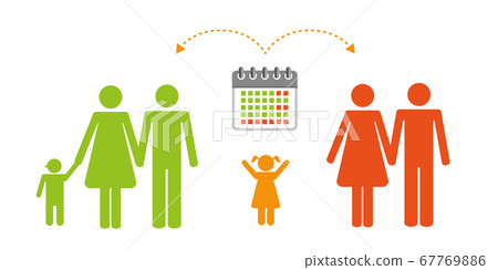 colorful patchwork family time management... - Stock Illustration ...