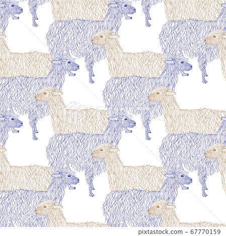 Lama, alpaca hand drawn. Object isolated on white.-插圖素材 [67770159 ...