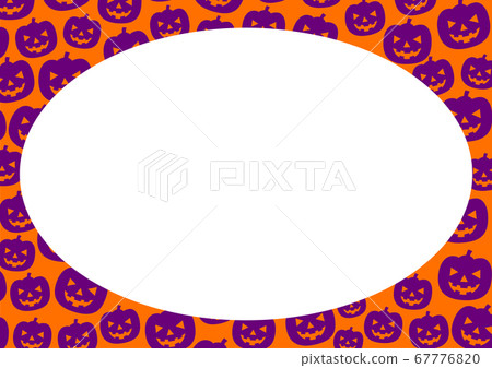 Halloween frame material "Pumpkin pattern" oval... - Stock Illustration ...