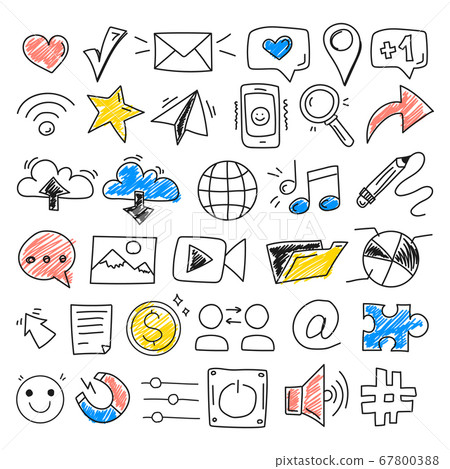 Set of doodle social media icons vector isolated - Stock Illustration ...