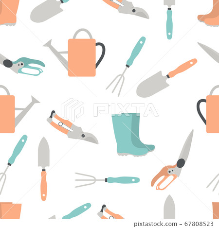 Vector seamless pattern Gardening tools Equipment - Stock Illustration ...