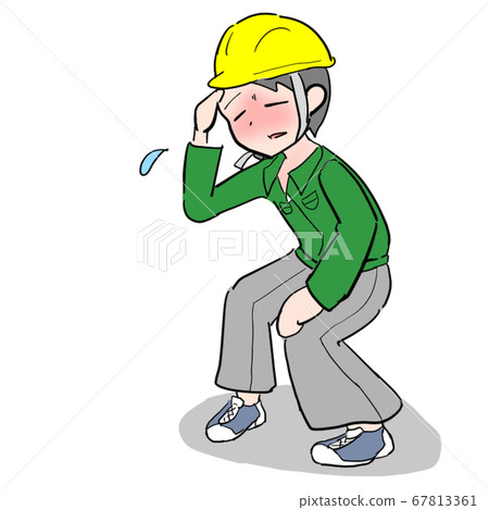 Construction worker suffering from heat stroke... - Stock Illustration ...