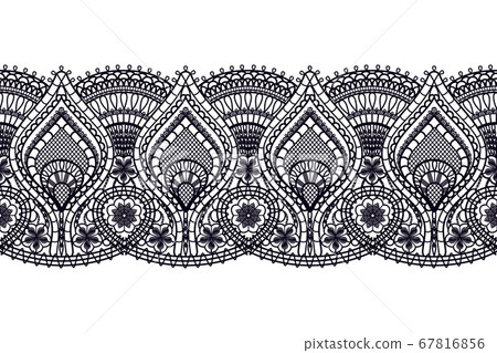 Seamless Black lace ribbon isolated on white. - Stock Illustration ...