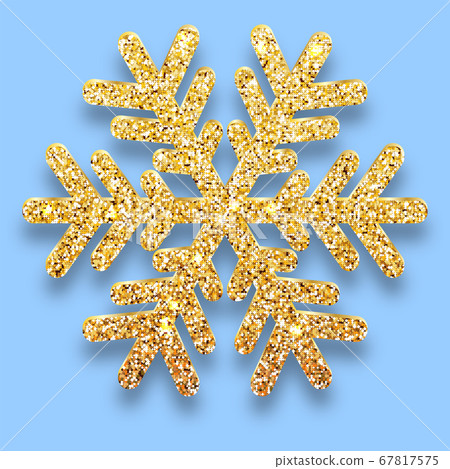 Gold glitter textured six-rayed snowflake isolated - Stock Illustration ...