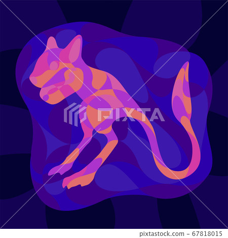 Colorful art with shiny neon colored jerboa - Stock Illustration ...