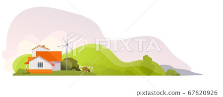 Country house rural landscape banner - Stock Illustration [67820926 ...