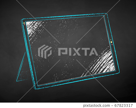 Chalk drawn illustration of digital tablet - Stock Illustration ...