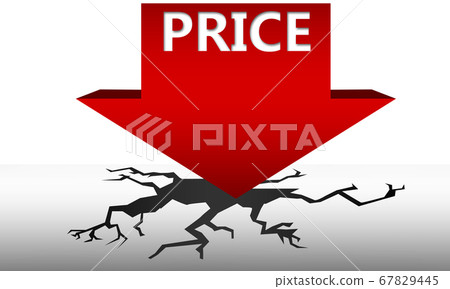 Price down concept with red dollar down to ground - Stock Illustration ...