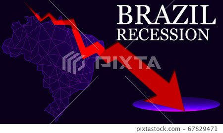 Brazil map with arrow indicated recession - Stock Illustration ...