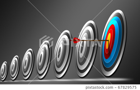 Arrow hit to the center of target for success - Stock Illustration ...