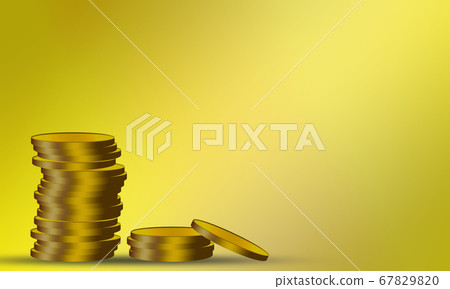 Stack of gold coins with yellow background - Stock Illustration ...