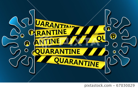 Warning quarantine banner with black stripe and - Stock Illustration ...